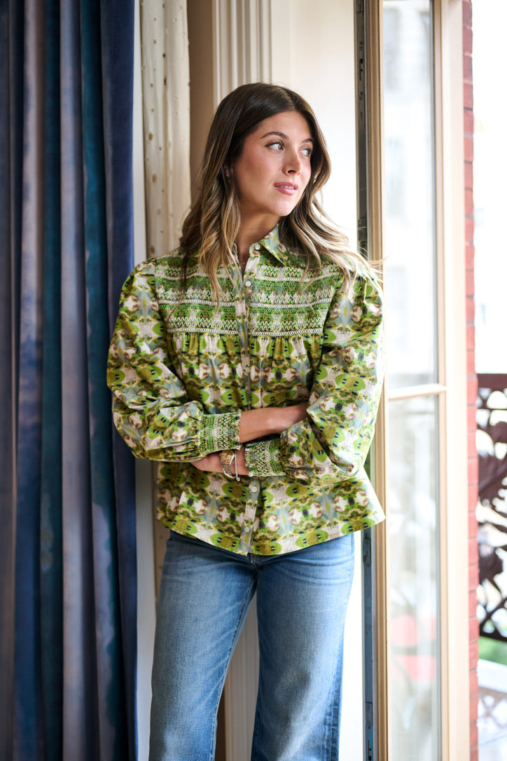 Penelope Smocked Blouse - Camo – Brooks Avenue